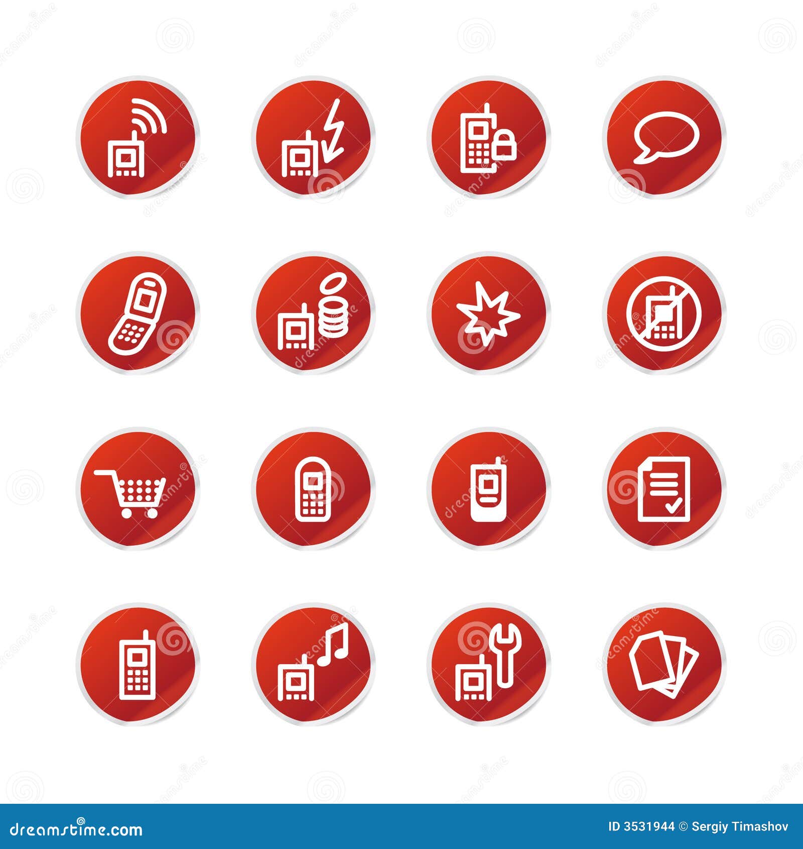 Red Sticker Mobile Phone Icons Stock Vector - Illustration of button ...