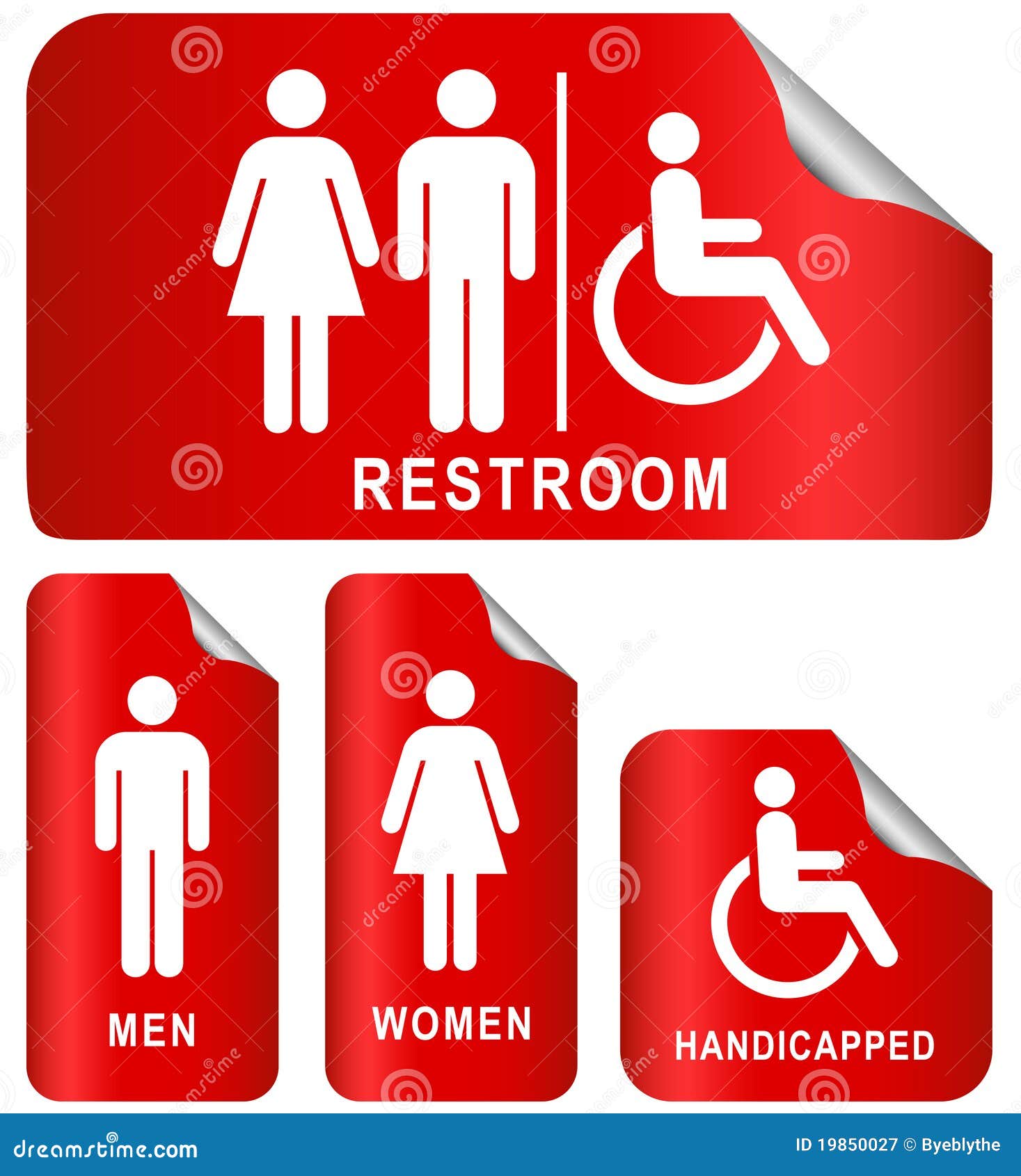 Red sticker restroom sign stock vector. Illustration of rest - 19850027