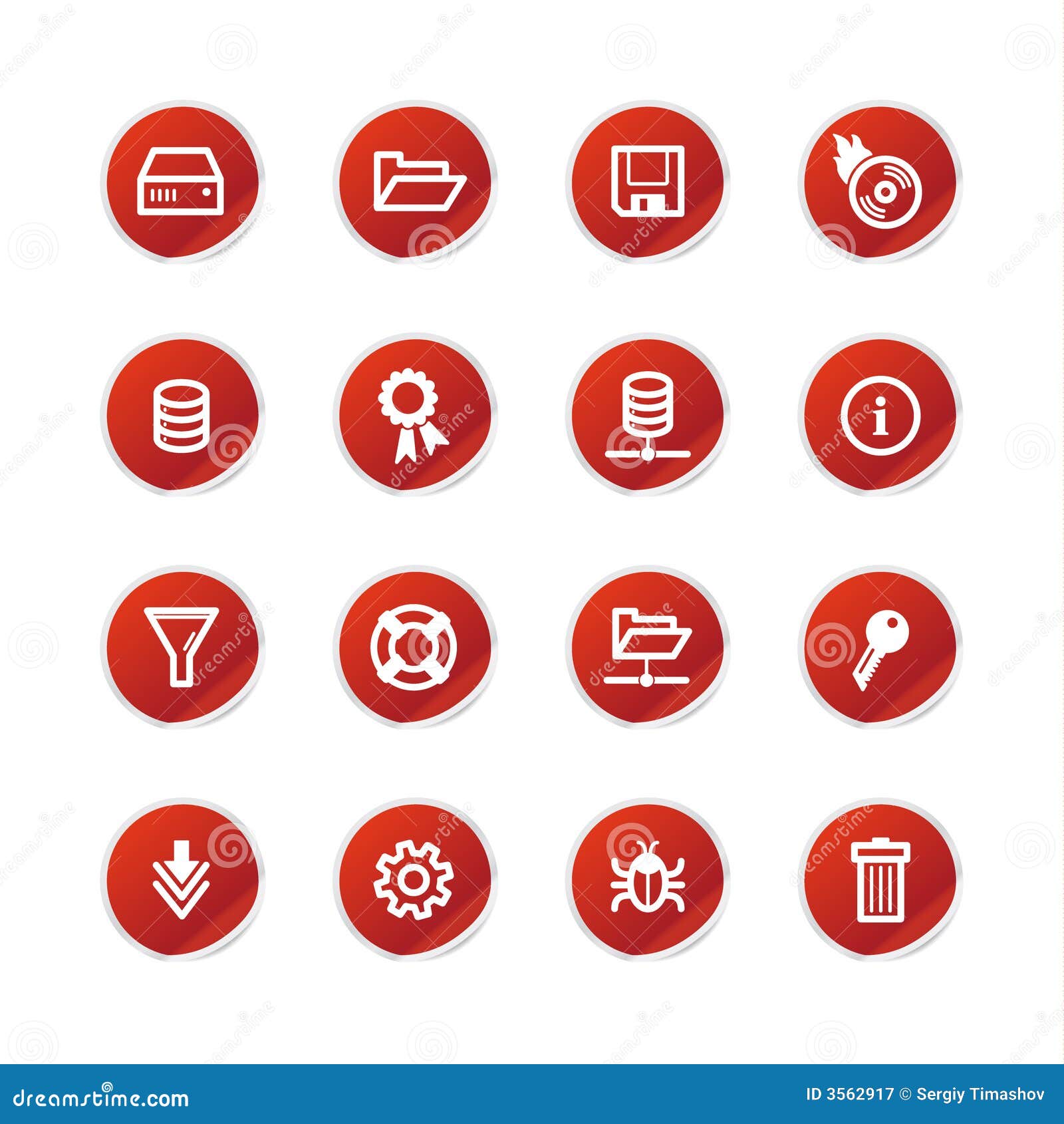 Red sticker server icons stock vector. Illustration of folder - 3562917