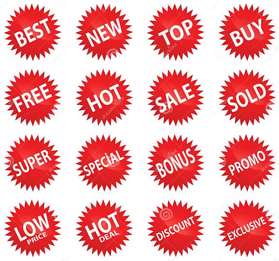 Red Sticker Set stock vector. Illustration of adhesive - 10697757