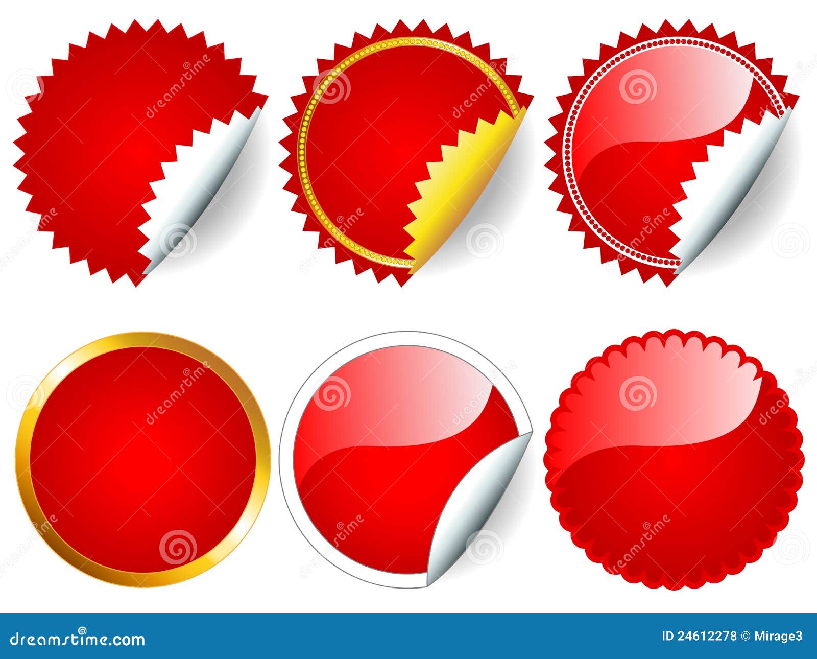 Red sticker set stock vector. Illustration of message - 24612278