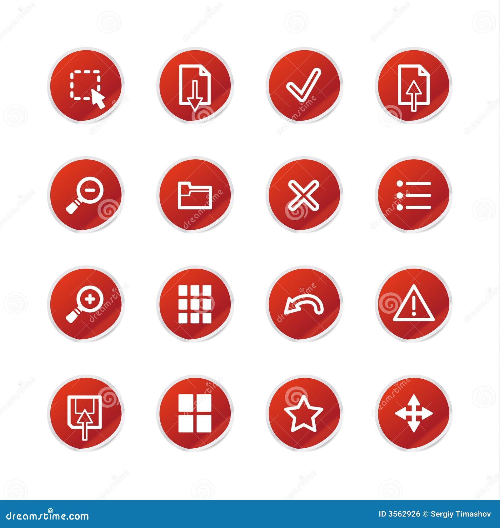 Red sticker viewer icons stock vector. Illustration of symbols - 3562926