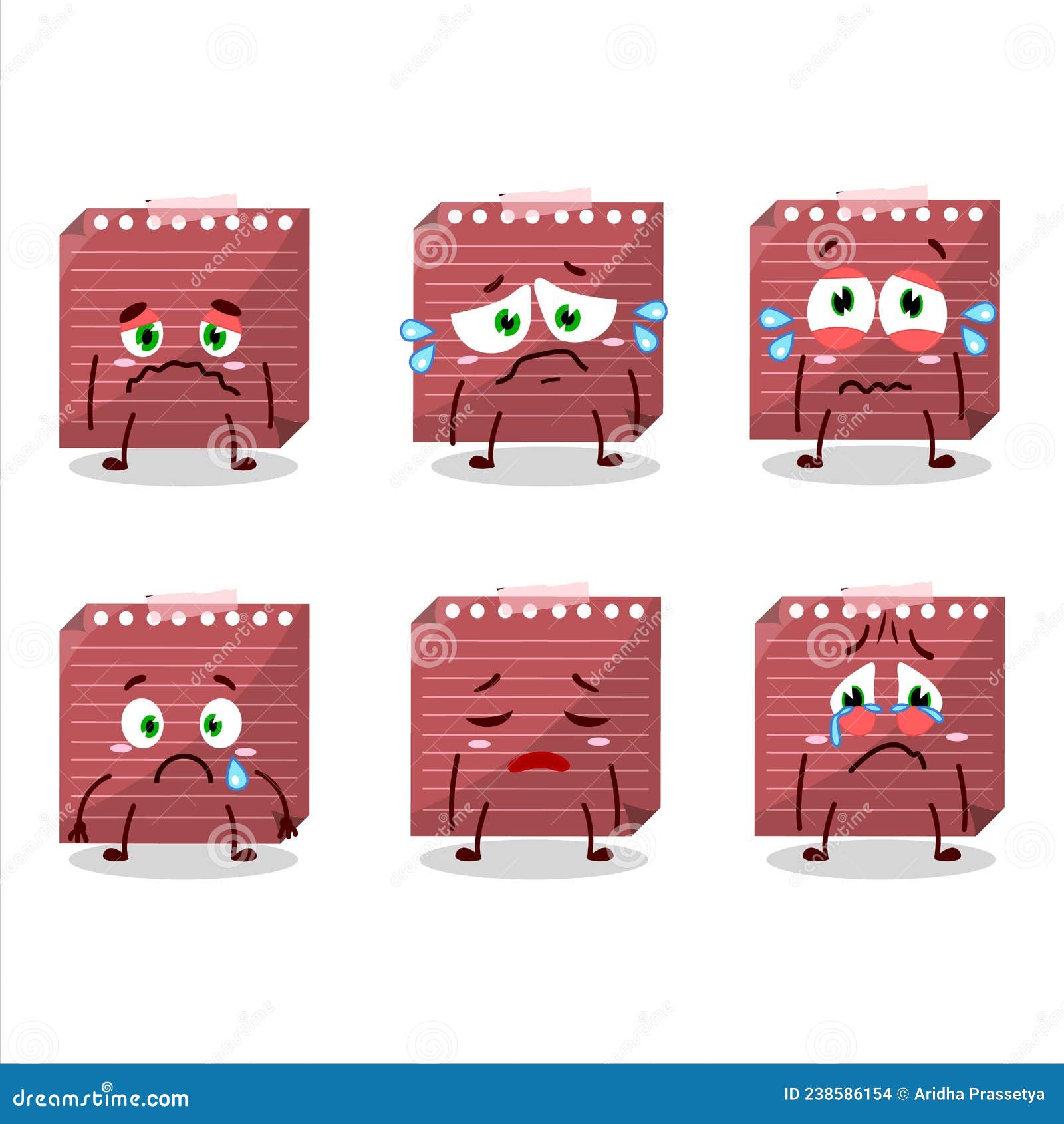 Red Sticky Note Cartoon Character with Sad Expression Stock Vector ...