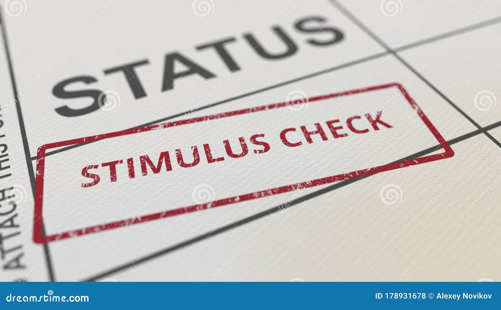 Red STIMULUS CHECK Stamp on Paper Form. 3D Rendering Stock Illustration ...