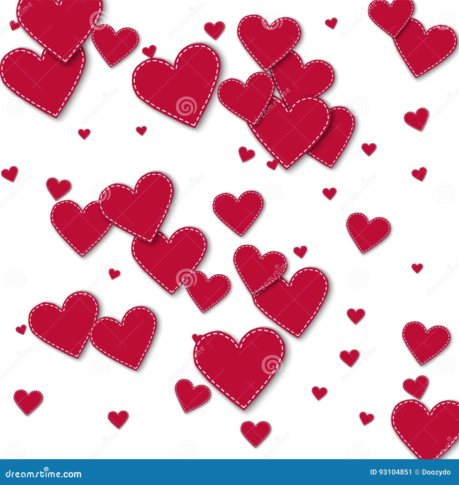 Red stitched paper hearts. stock vector. Illustration of particles ...