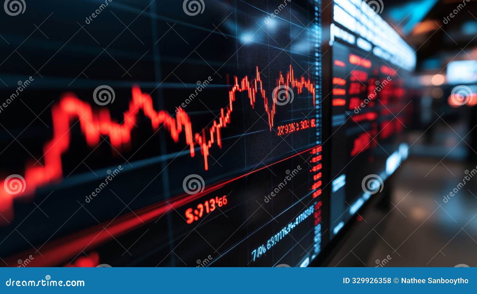 Red Stock Market Chart Display on Screen Stock Illustration ...