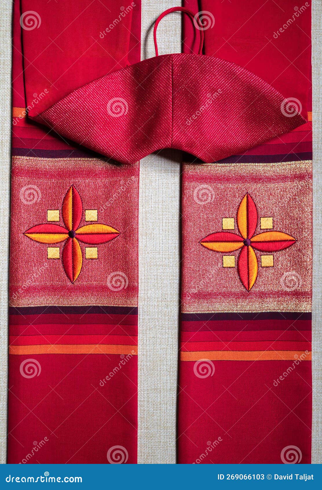 Red stole of a priest stock image. Image of decoration - 269066103