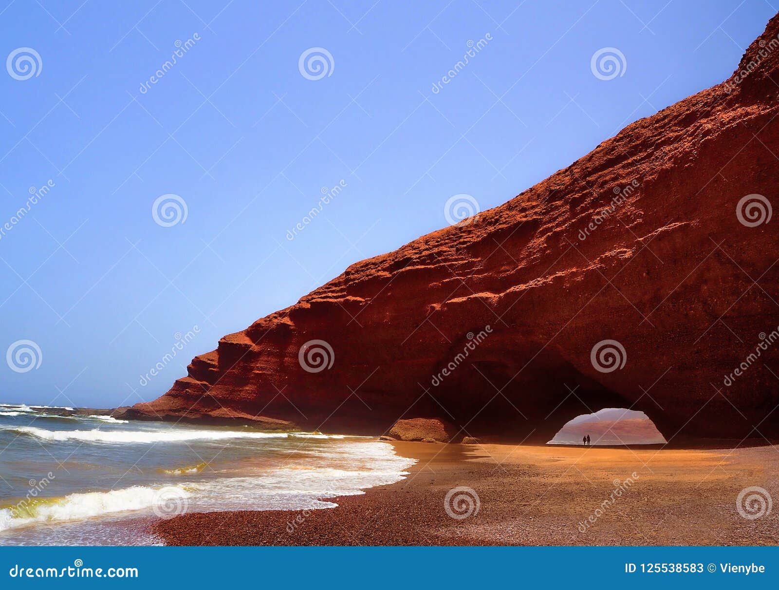 Red Stone Arches on Atlantic Coast, Legzira Beach, Morocco Stock Image ...
