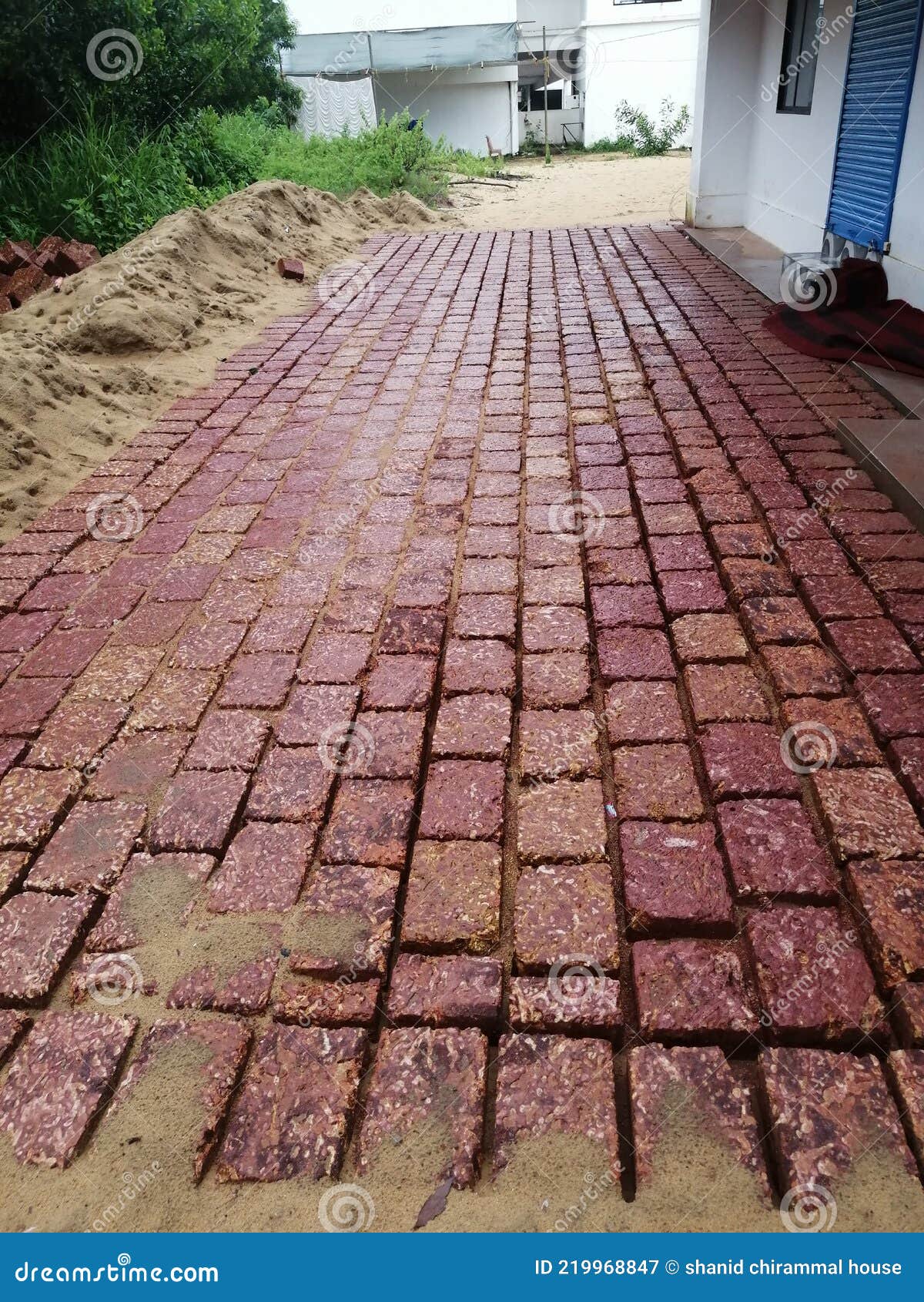 Red stone brick paving stock image. Image of brick, beautiful - 219968847