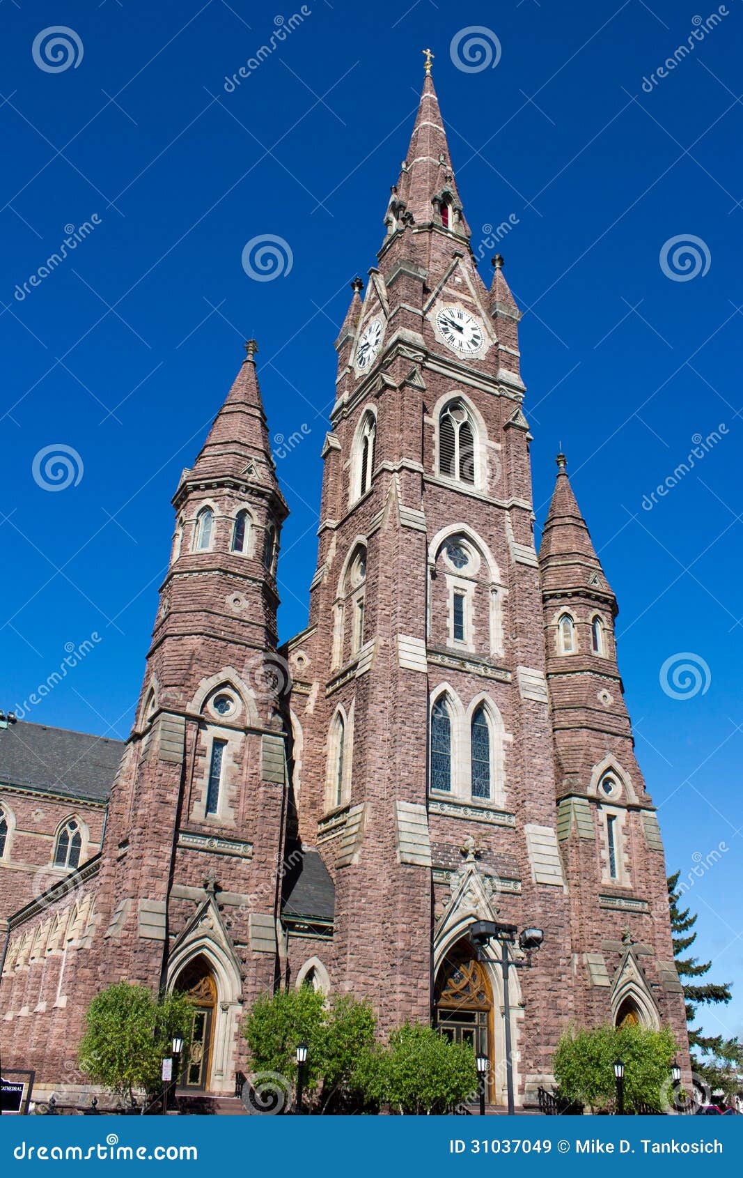 Red Stone Cathedral stock image. Image of crucifix, doors - 31037049