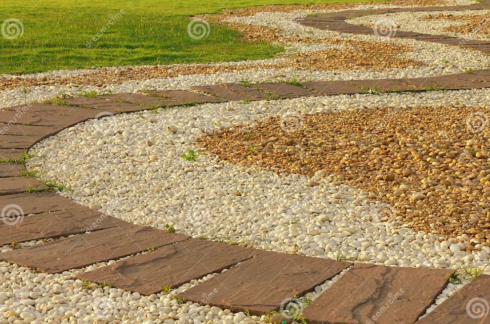Red Stone Paved Roads in the Park Stock Photo - Image of material ...