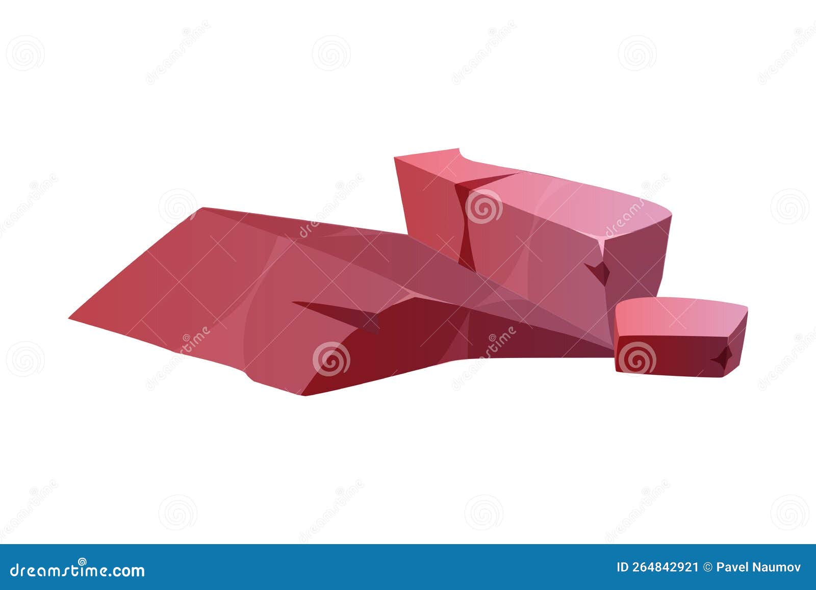 Red Stone with Rough Surface and Cracks As Landscape Element Vector ...