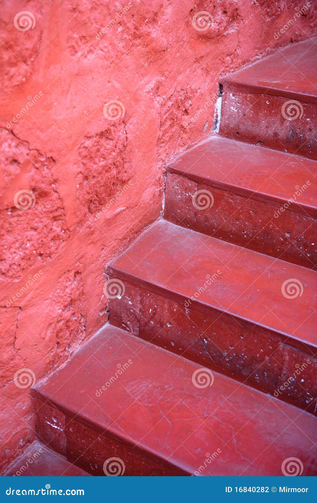 Red stone steps. stock photo. Image of building, paint - 16840282