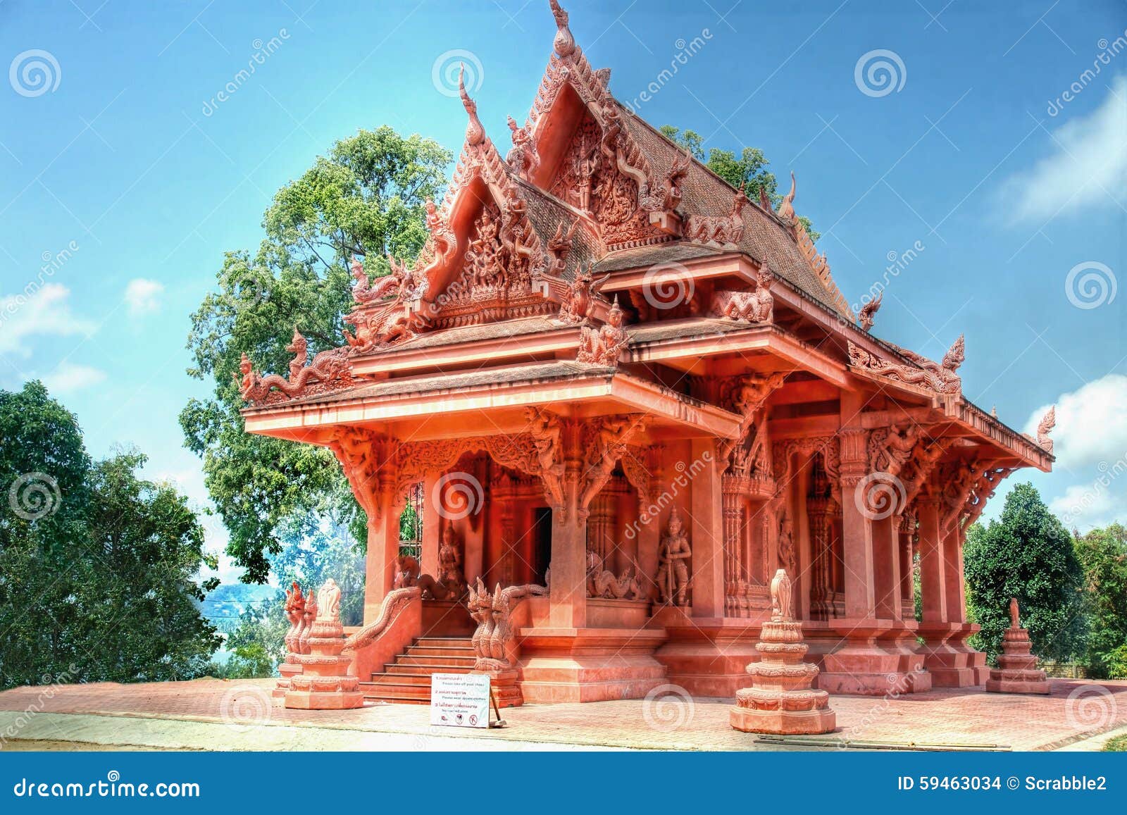 Red Stone Temple on the Island of Koh Samui Stock Photo - Image of ...