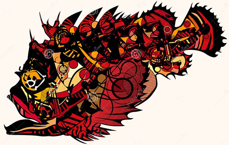 Red stonefish stock vector. Illustration of spike, marine - 16319904