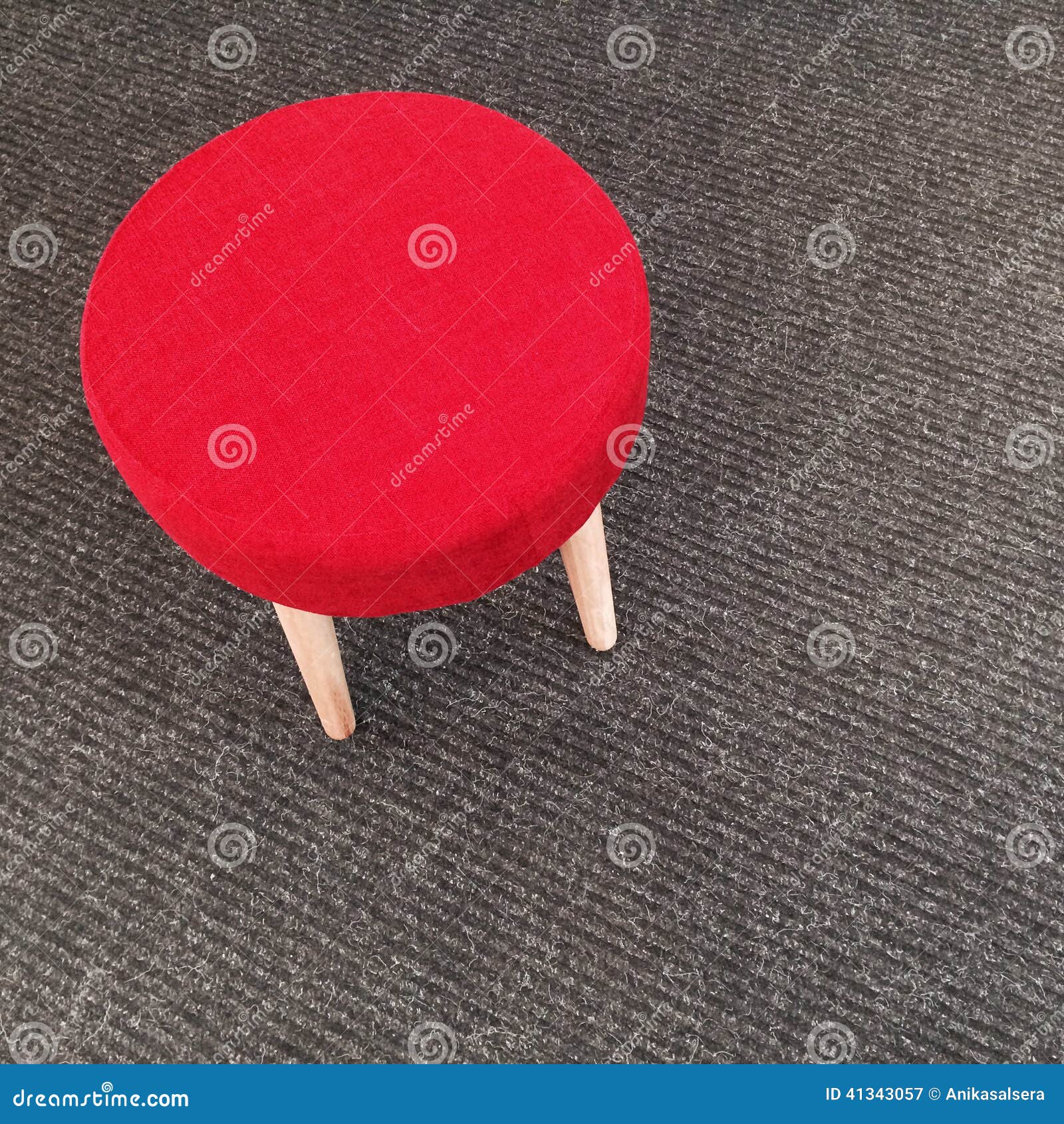 Red Stool on Gray Carpet Floor Stock Image - Image of round, space ...