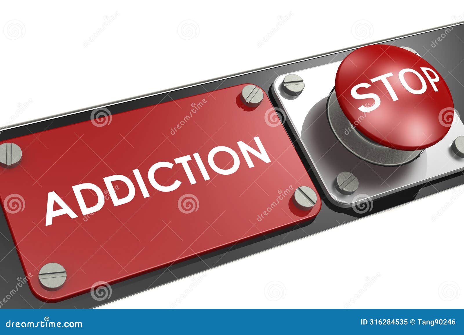 Red Stop Button with Addiction on the Side Stock Illustration ...
