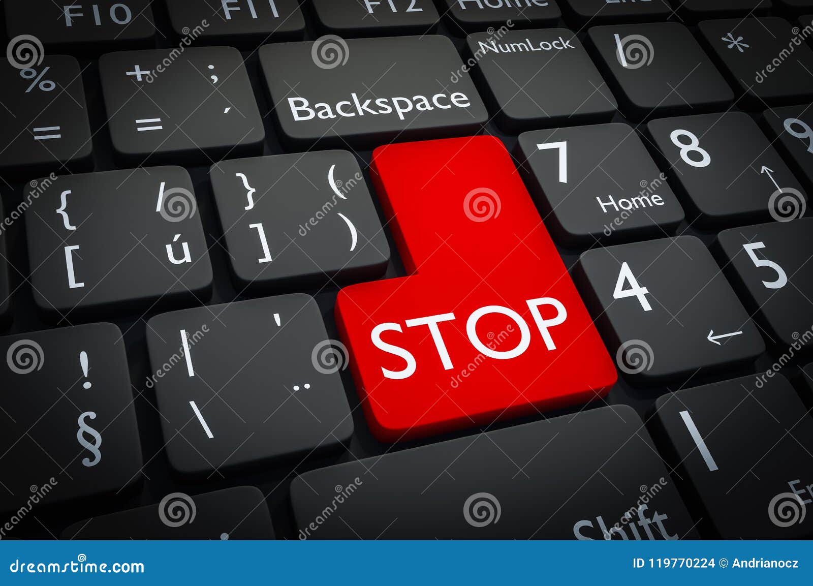 Red Stop Button on Black Keyboard Stock Illustration - Illustration of ...