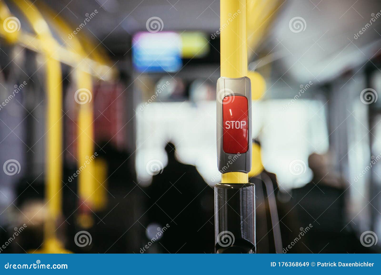 Red Stop Button in a Bus, Commuting, Public Transport Stock Image ...