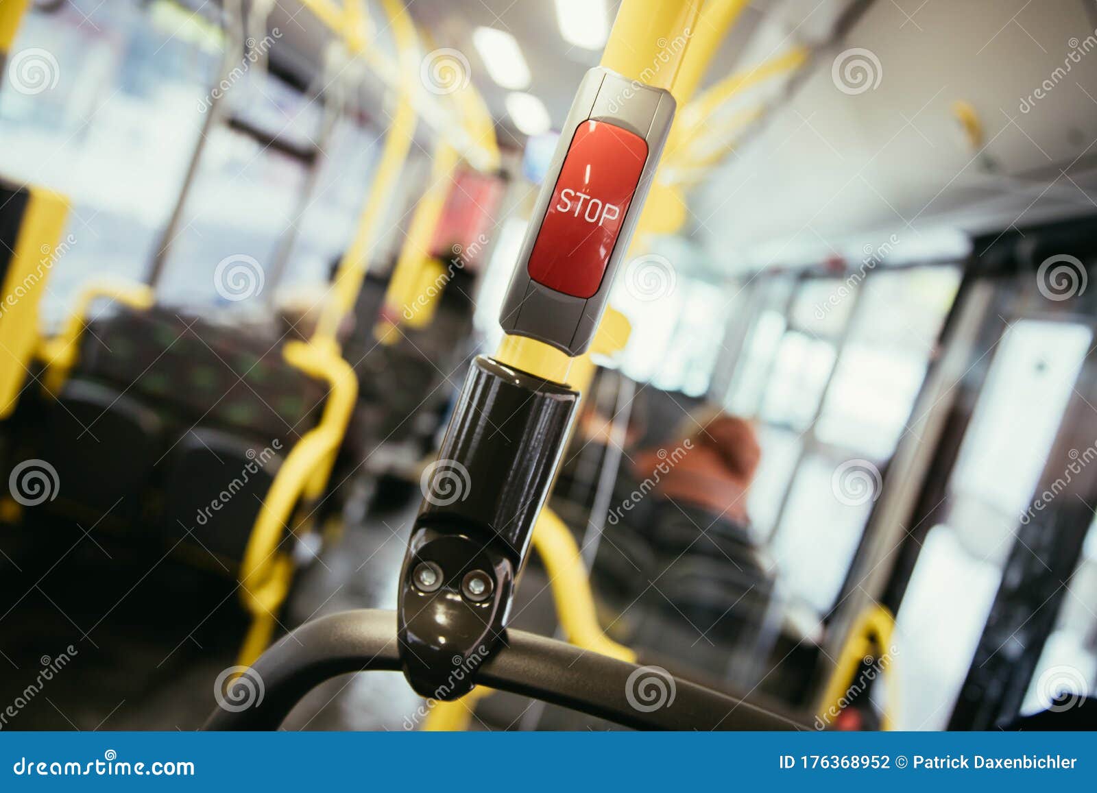 Red Stop Button in a Bus, Commuting, Public Transport Stock Photo ...