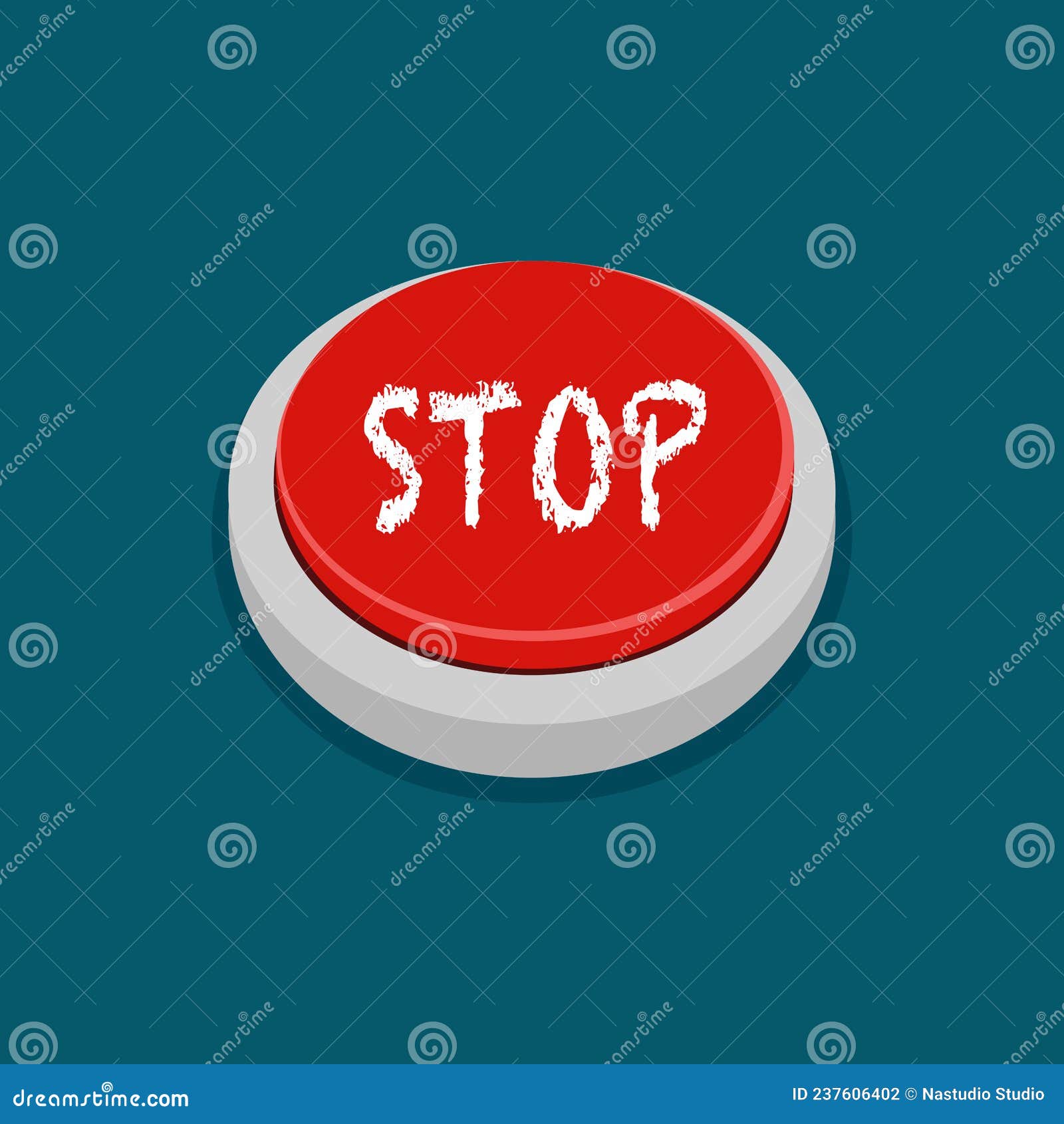 Red Stop Button. Isolated on a Blue Background. Vector Stock Vector ...
