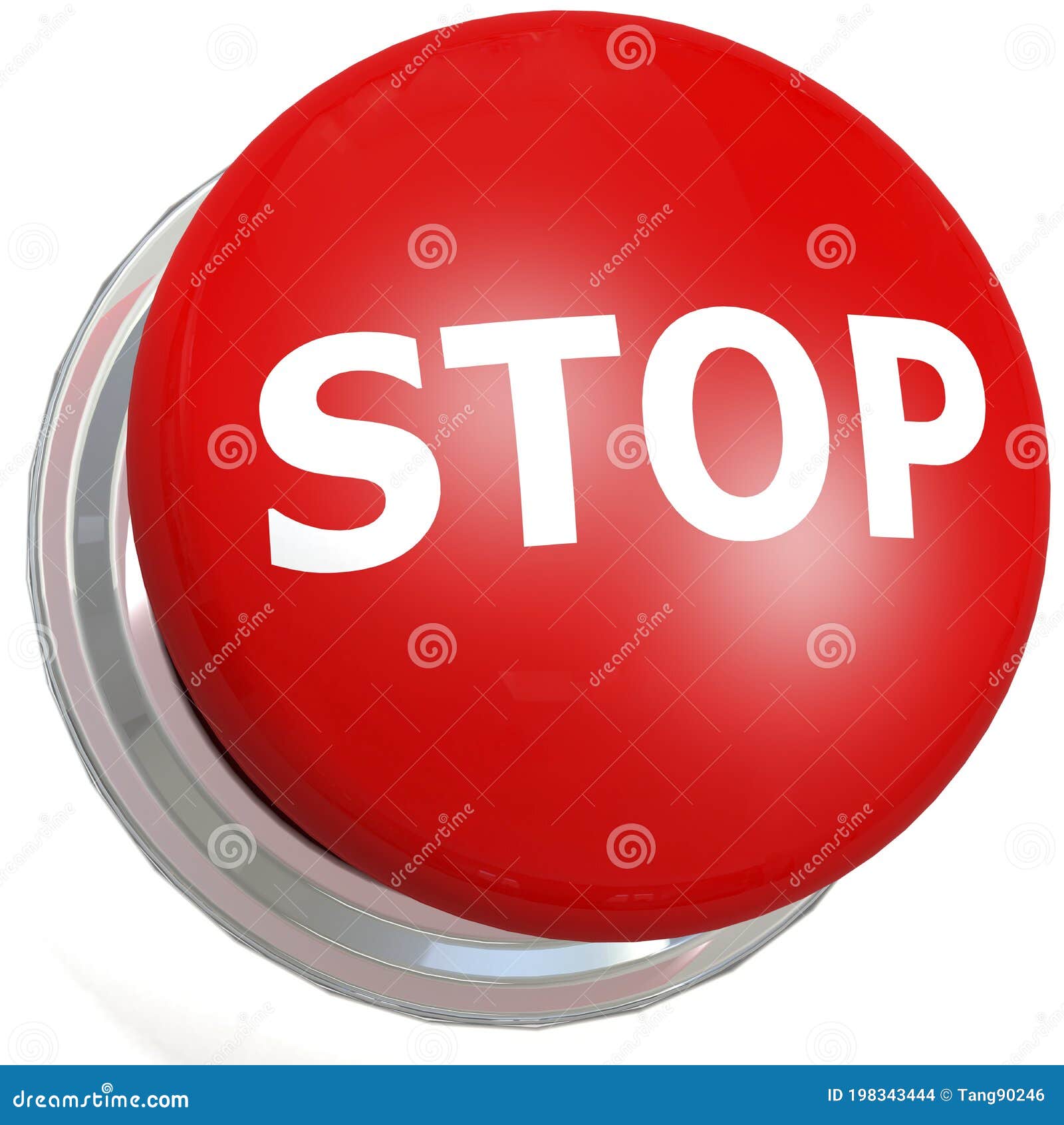 Red Stop Button with Metal Ring Stock Illustration - Illustration of ...
