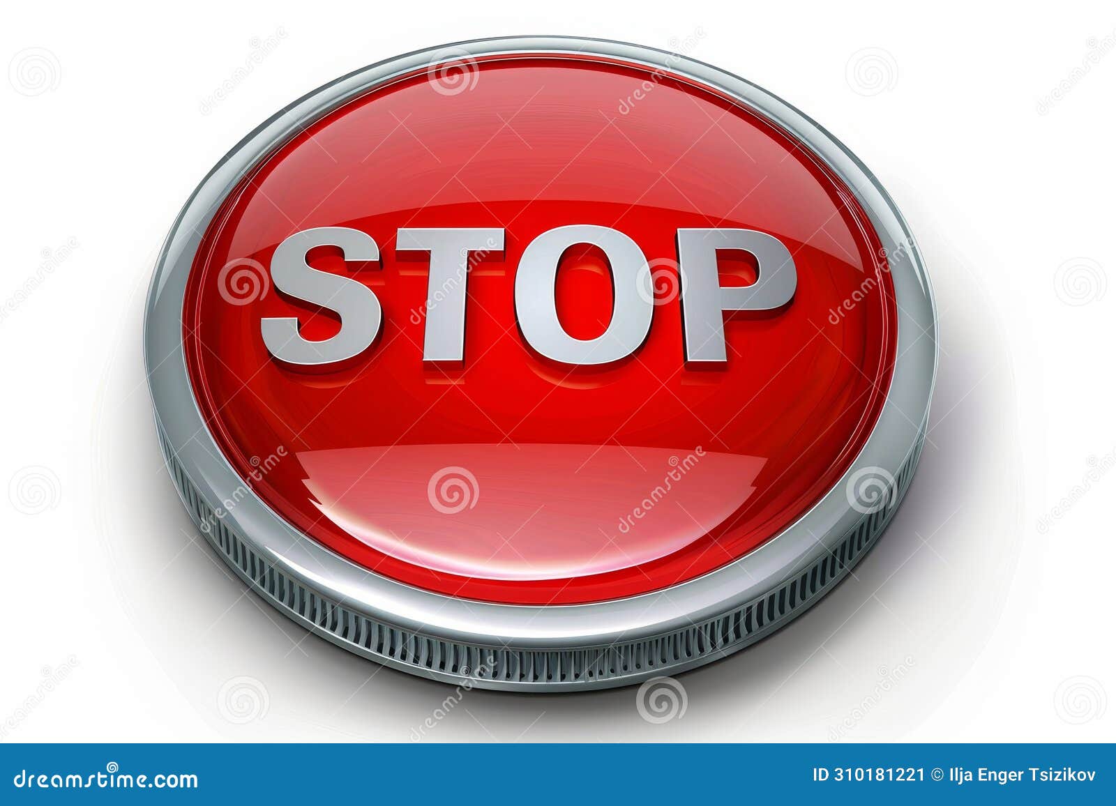 Red Stop Button with Stop Text Isolated on White Background, Safety ...