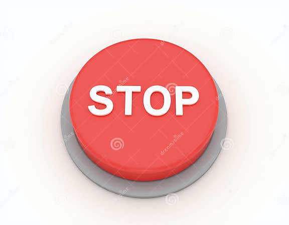 A Red Stop Button with White Text on a White Background. Stock ...