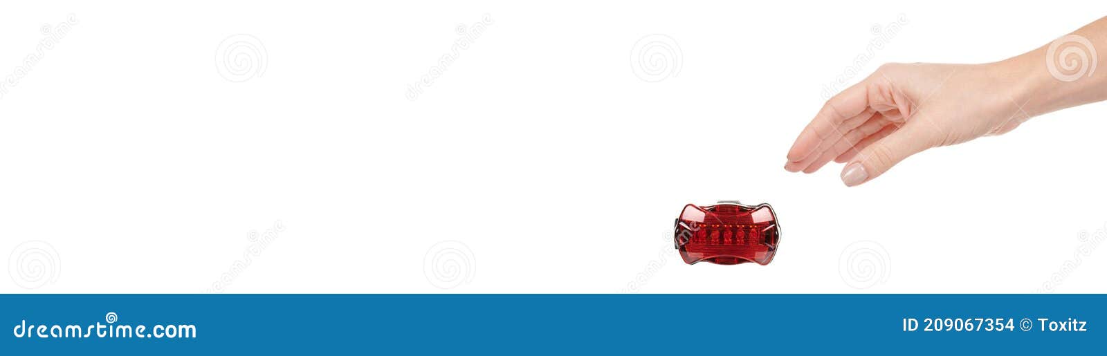 Hand with Red Stop Light for Bicycle Isolated on White Background Stock ...