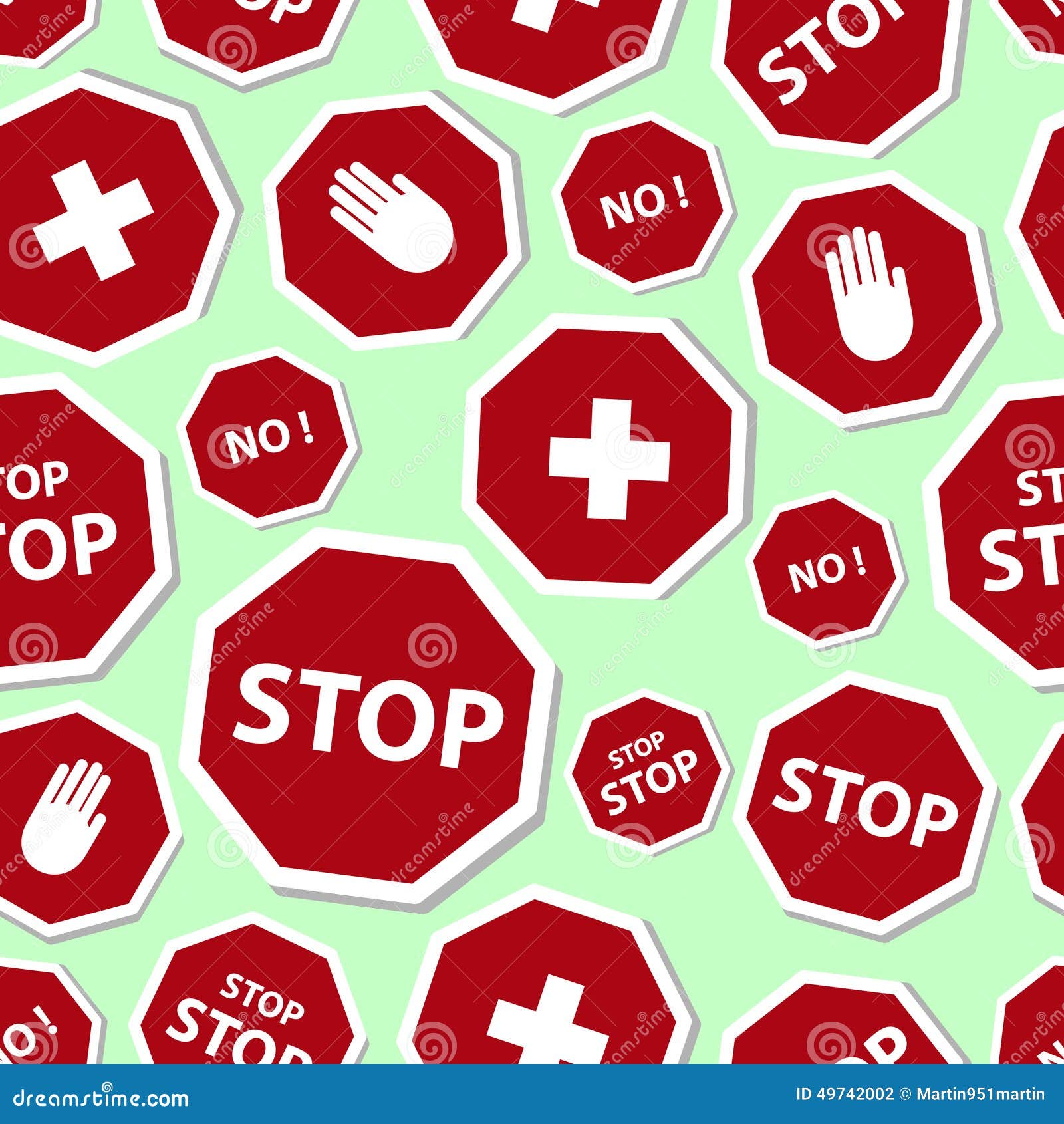 Red Stop Road Sign Set Seamless Pattern Stock Vector - Illustration of ...