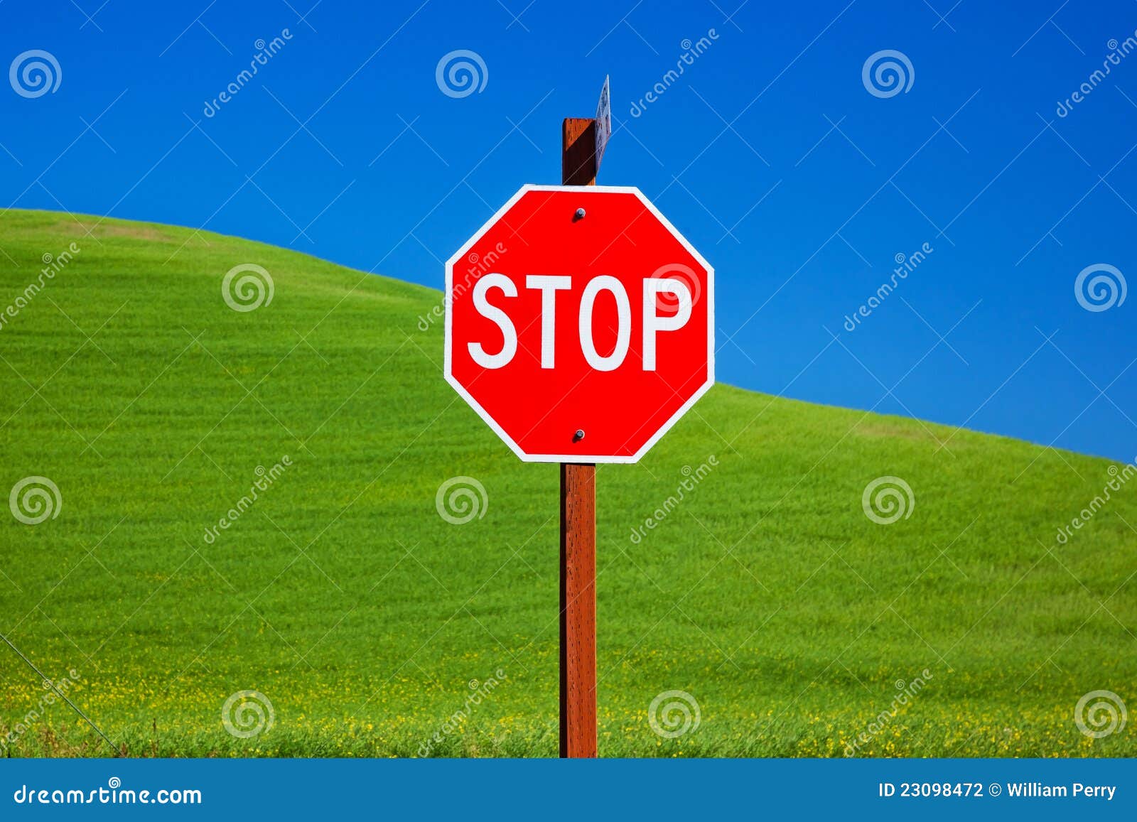 Red Stop Sign Green Grass Palouse Washington Stock Photo - Image of ...