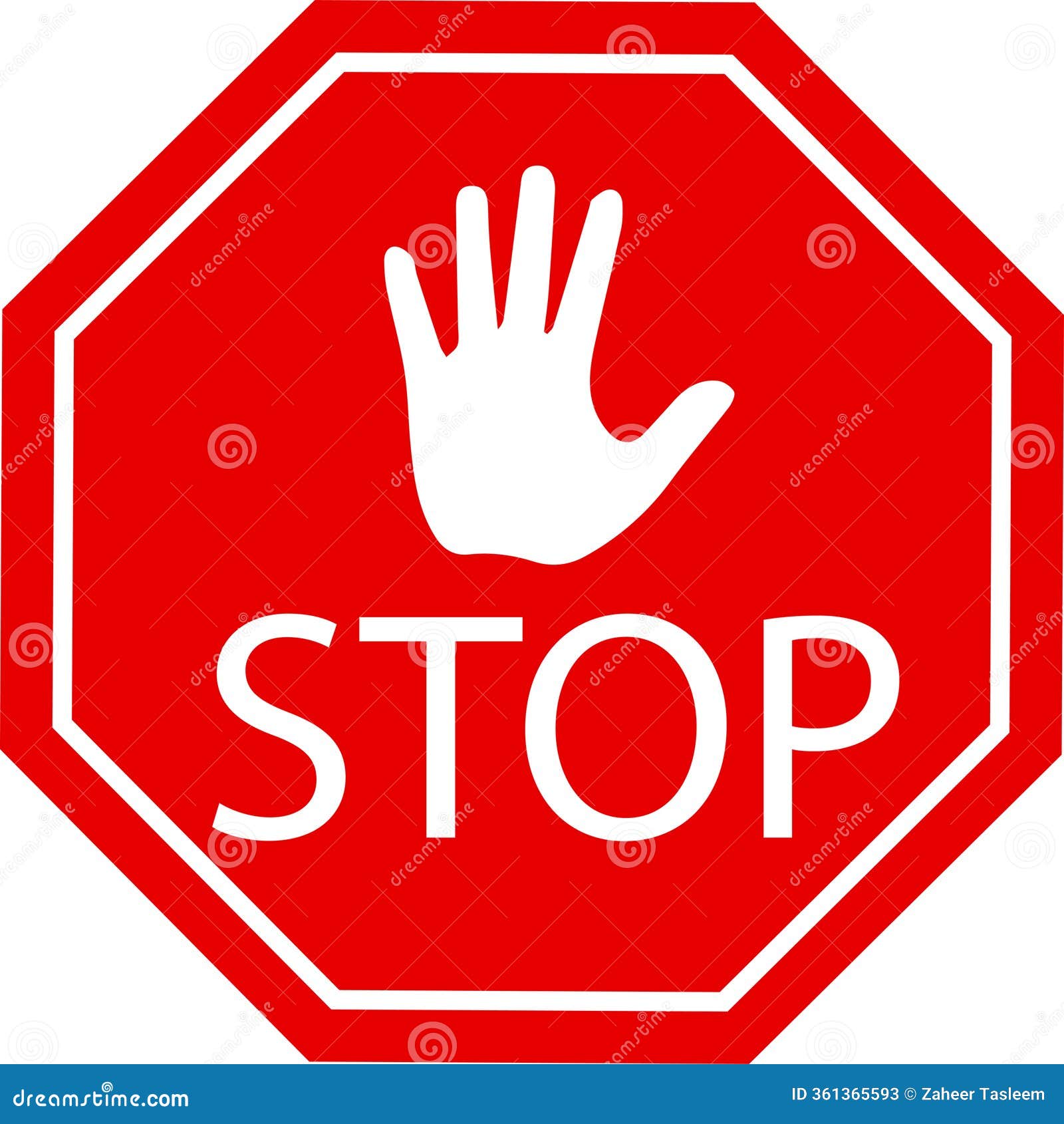 Red Stop Sign and Hand Signal - Vector Illustration - Isolated on White ...