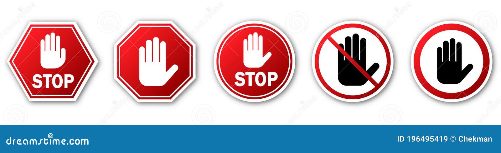 Red STOP Sign Isolated. Vector Stop Hand Signs Stock Illustration ...
