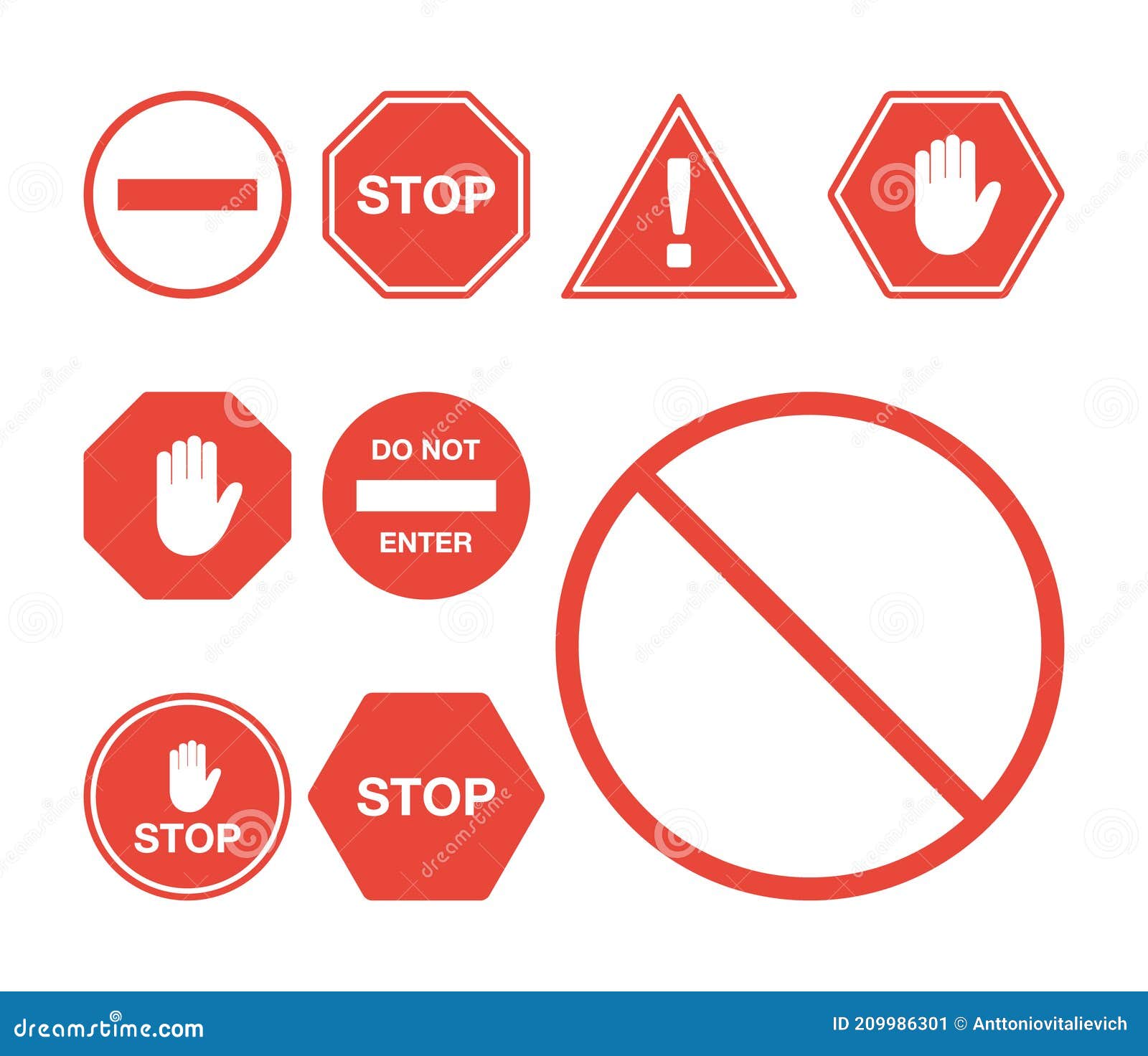 Red Stop Sign Set on White Background. Road Danger Sign. Vector Stock ...