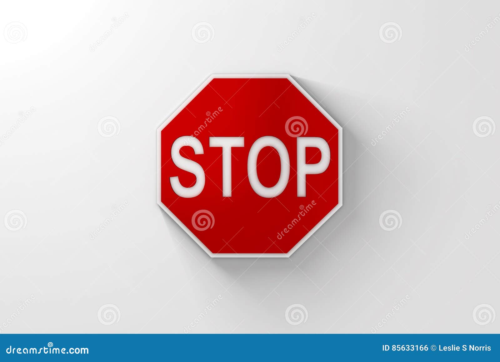 Red Stop Sign with Shadow Over Bright White Background Stock ...