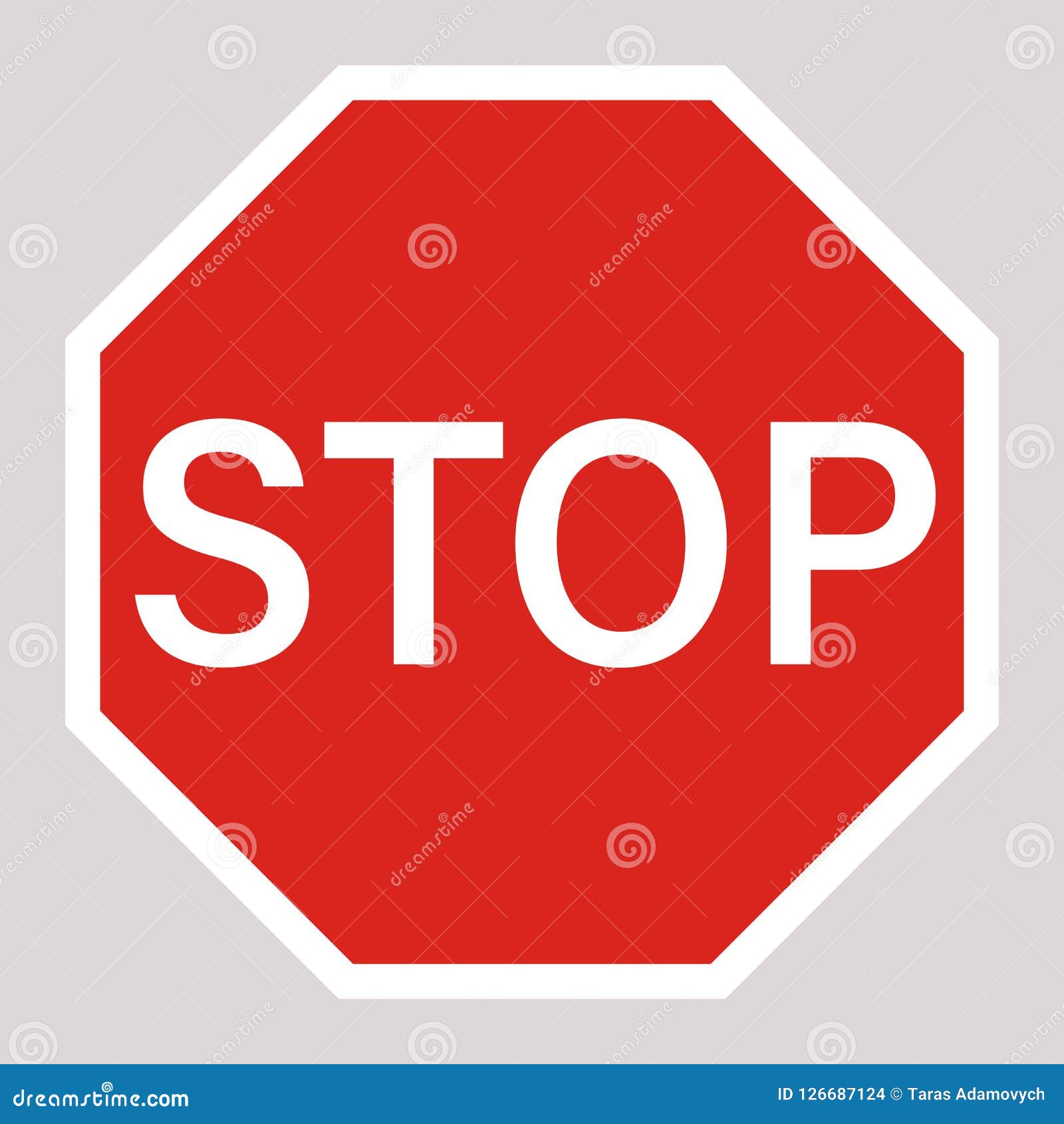 Red Stop Sign Vector Illustration Flat Style Front Stock Vector ...