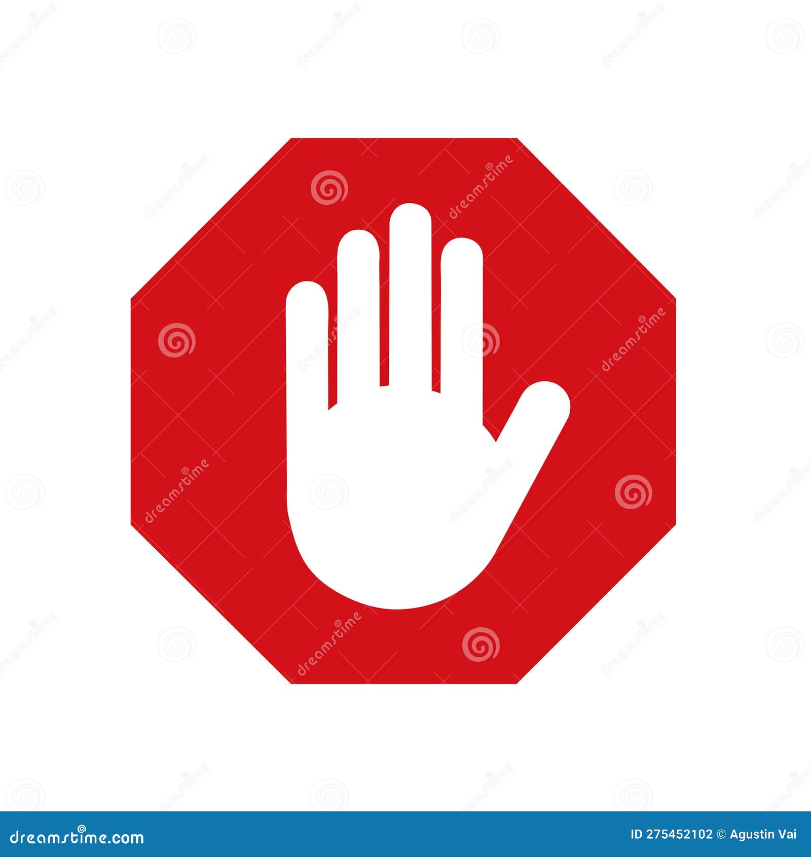 A Red Stop Sign with a White Hand on a White Background Stock Vector ...