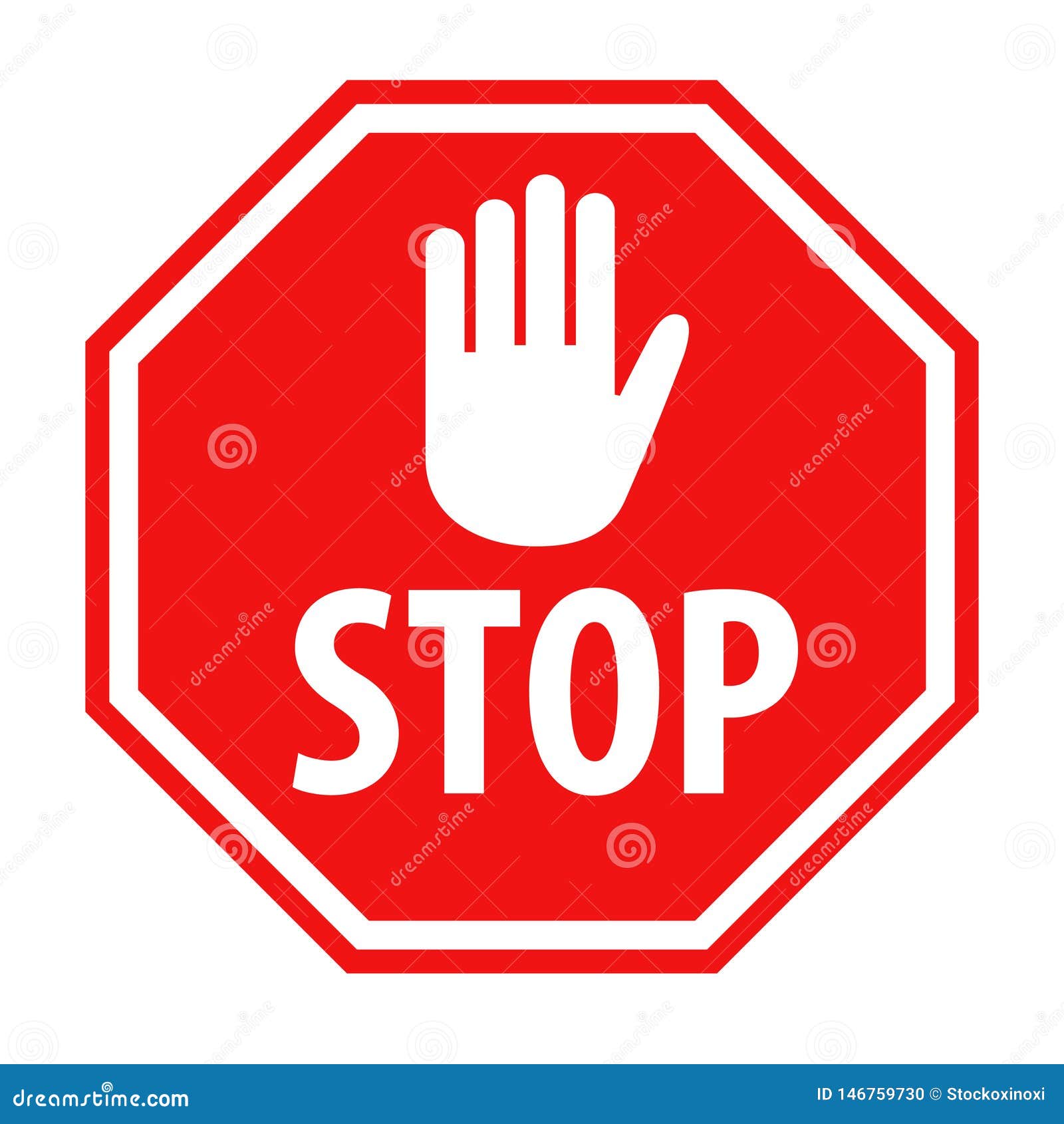 Red Stop Sign with White Hand Symbol Icon Vector Illustration Stock ...