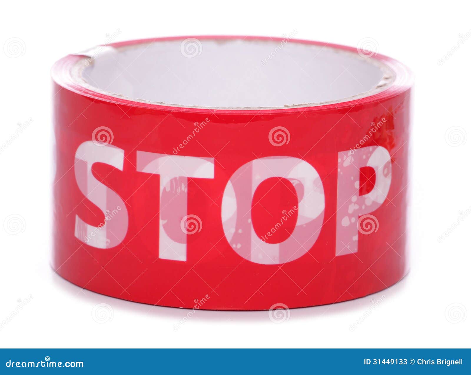 Red stop tape stock image. Image of studio, stop, white - 31449133
