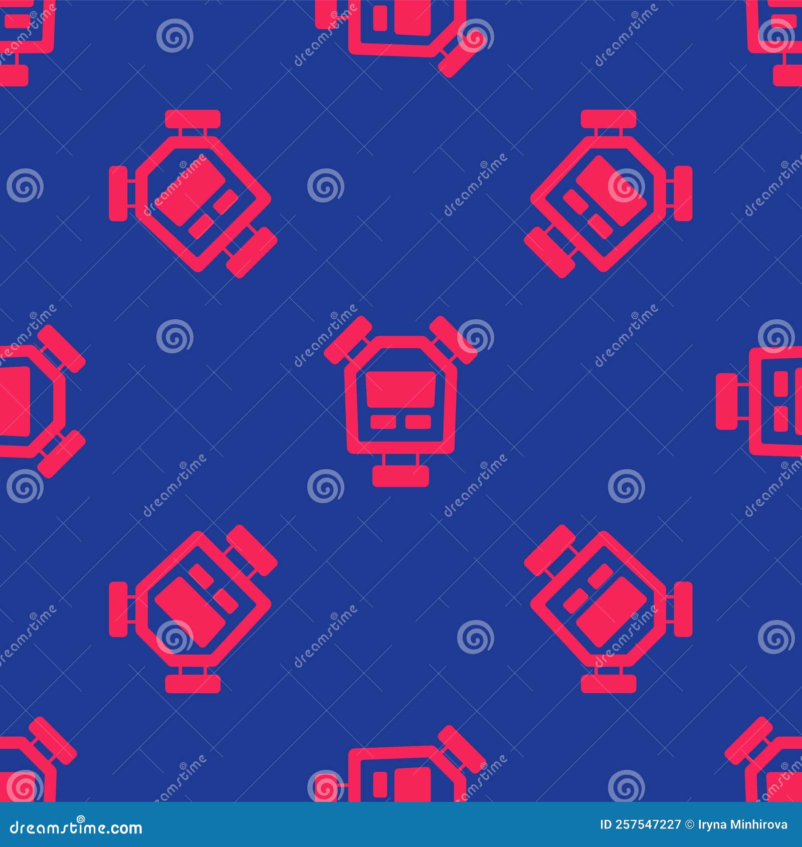 Red Stopwatch Icon Isolated Seamless Pattern on Blue Background. Time ...