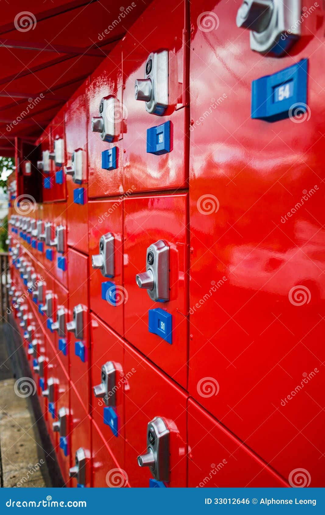 Red Storage Lockers at Fair Stock Photo - Image of metal, shiny: 33012646
