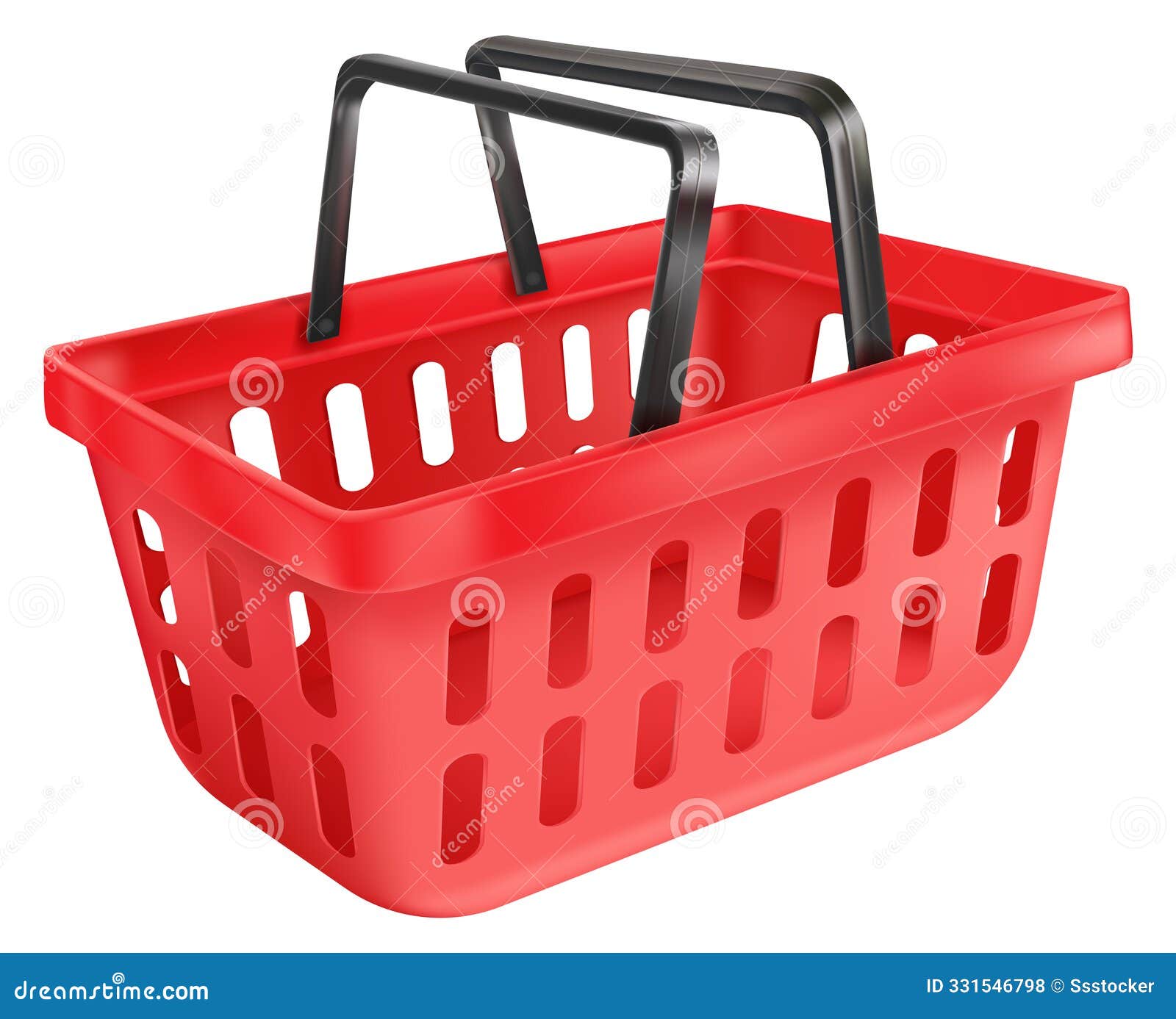 Red Store Basket. Realistic Empty Retail Mockup Stock Illustration ...