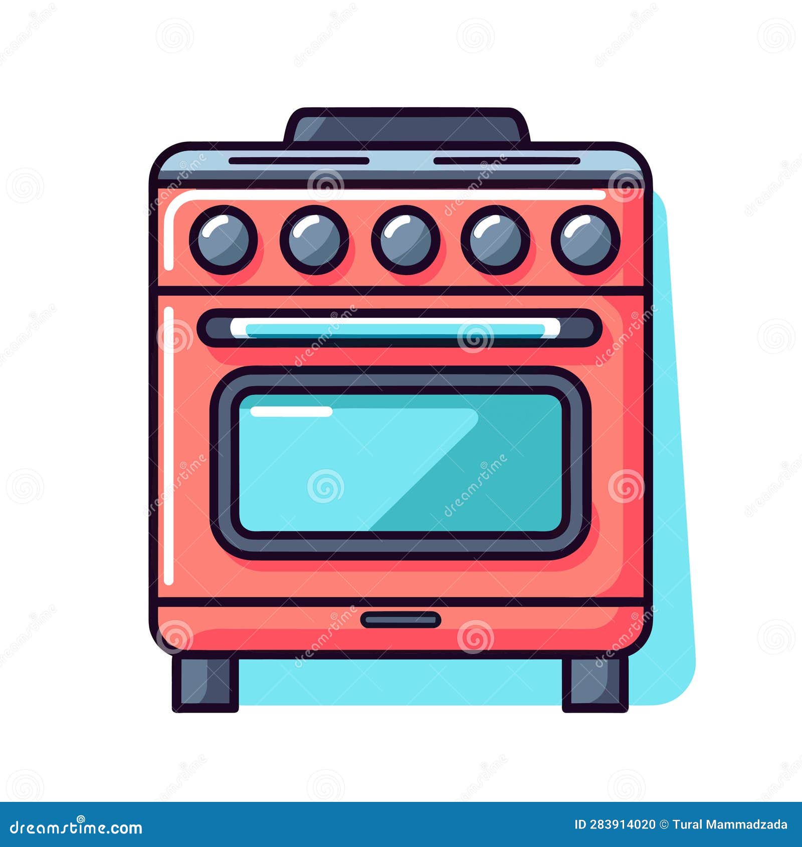 Vector of a Modern Red Stove with Four Burners and Four Knobs in a ...