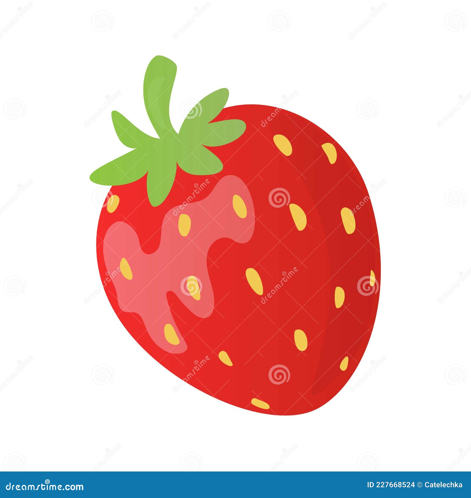 Red Strawberries in Cartoon Style Isolated on White Background. Flat ...