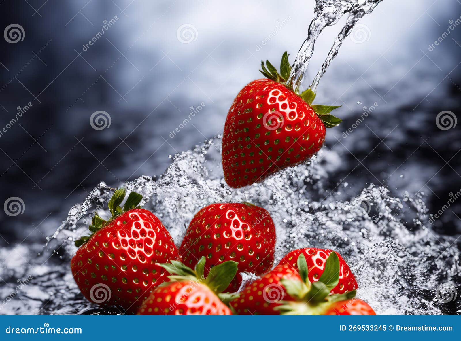 Red Strawberry Falling into Water Splash Stock Image - Image of ...
