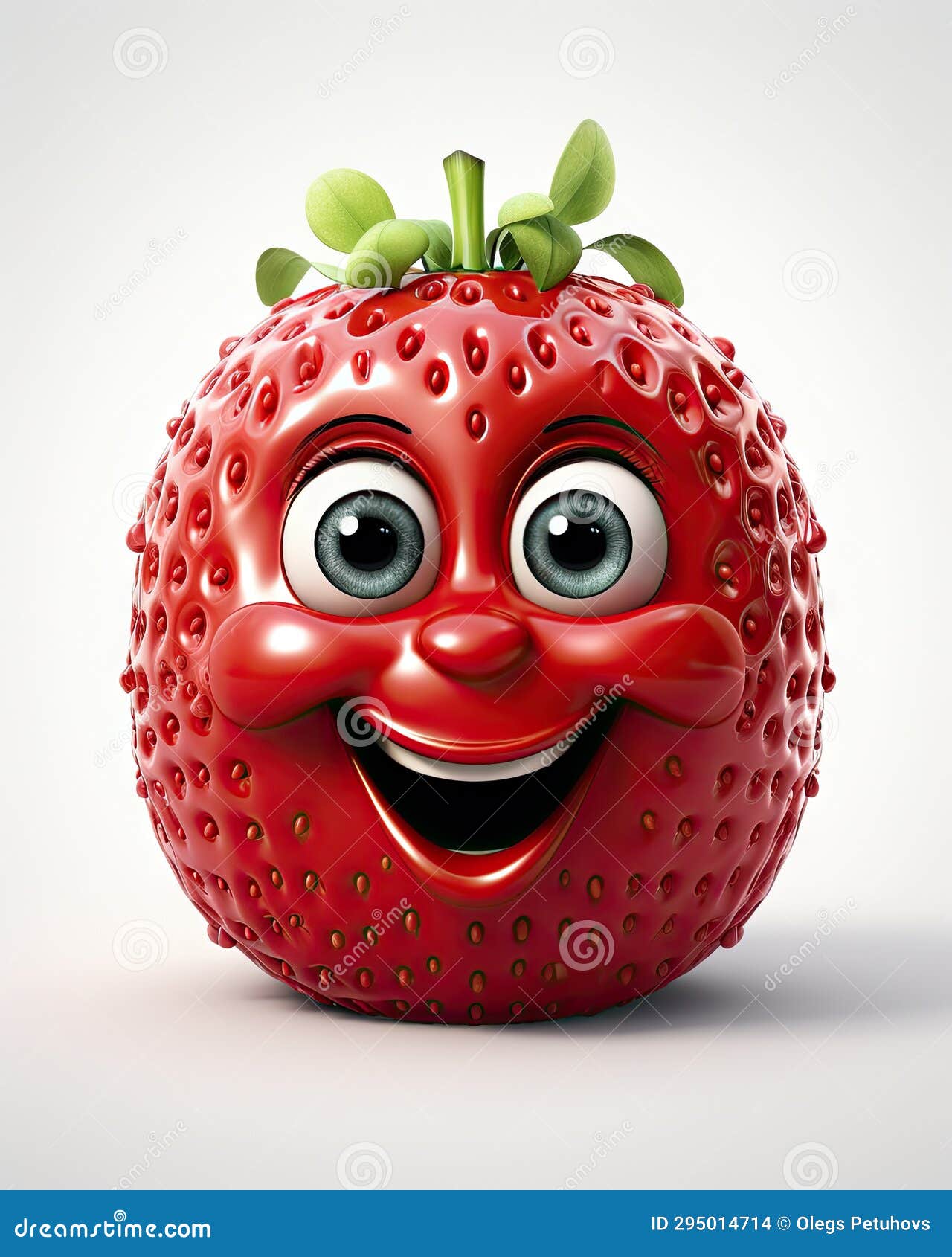 A Red Strawberry with a Funny Face and a Mustache on it S Head ...