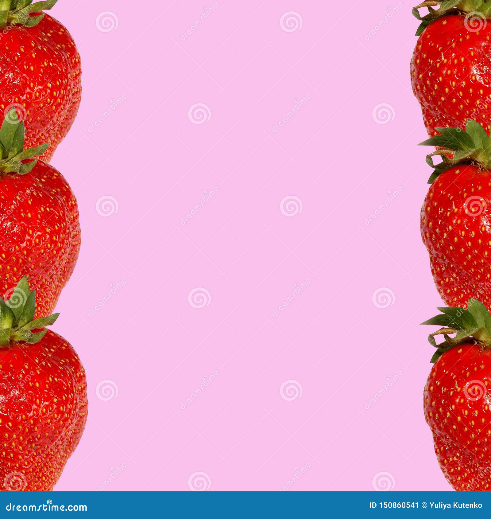 Red Strawberry on a Pink Background in the Form of a Frame Stock Image ...