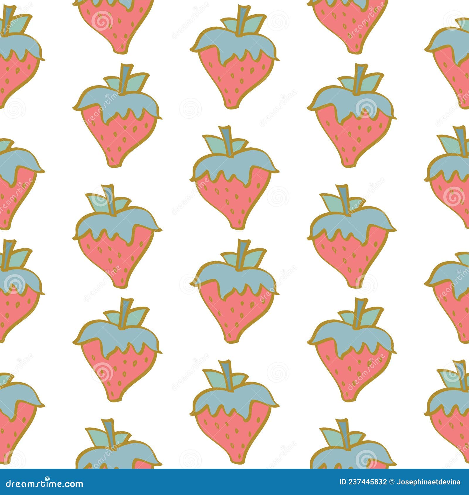 Red Strawberry Vector Repeat Pattern on White Stock Vector ...