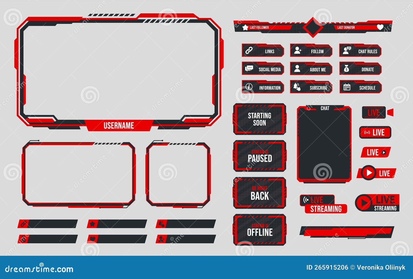 Red Stream Overlay Theme. Webcam Border, Game Screen Template And ...