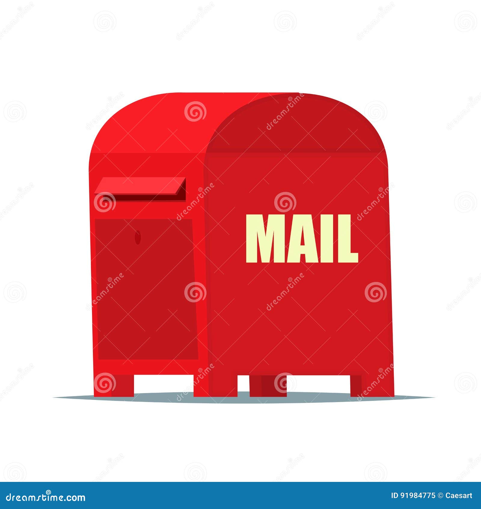 Red Street Mailbox in Flat Vector Style for Web or Illustration Stock ...